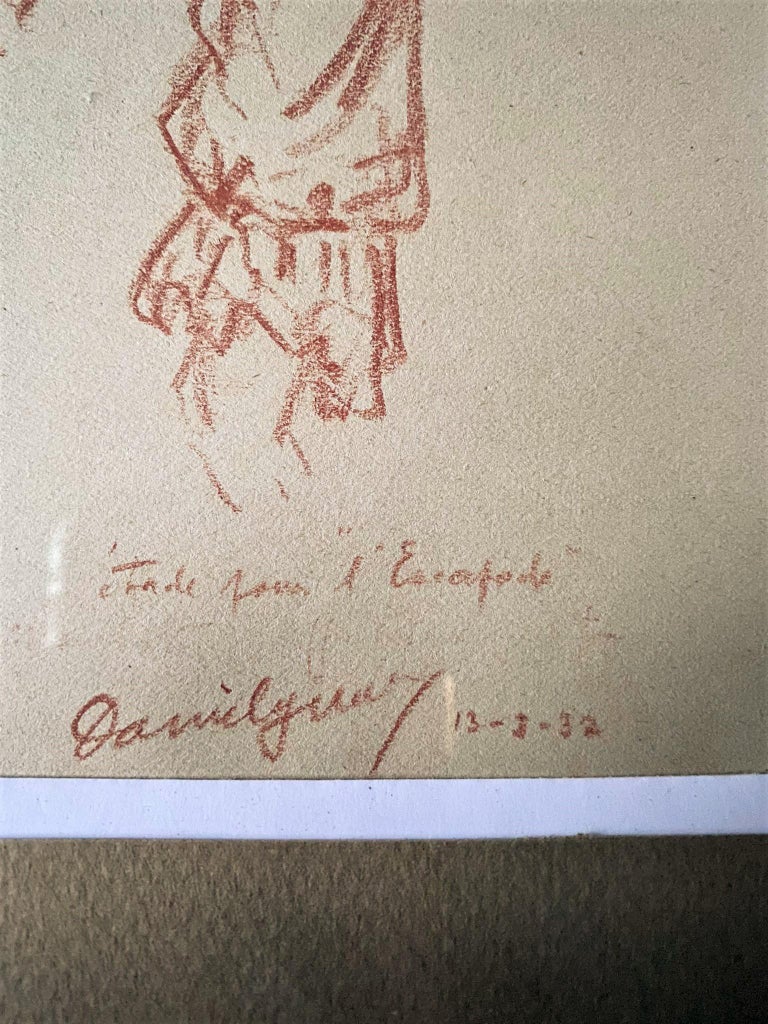 Set of 3 Sanguine Drawings 20th Century For Sale at 1stDibs