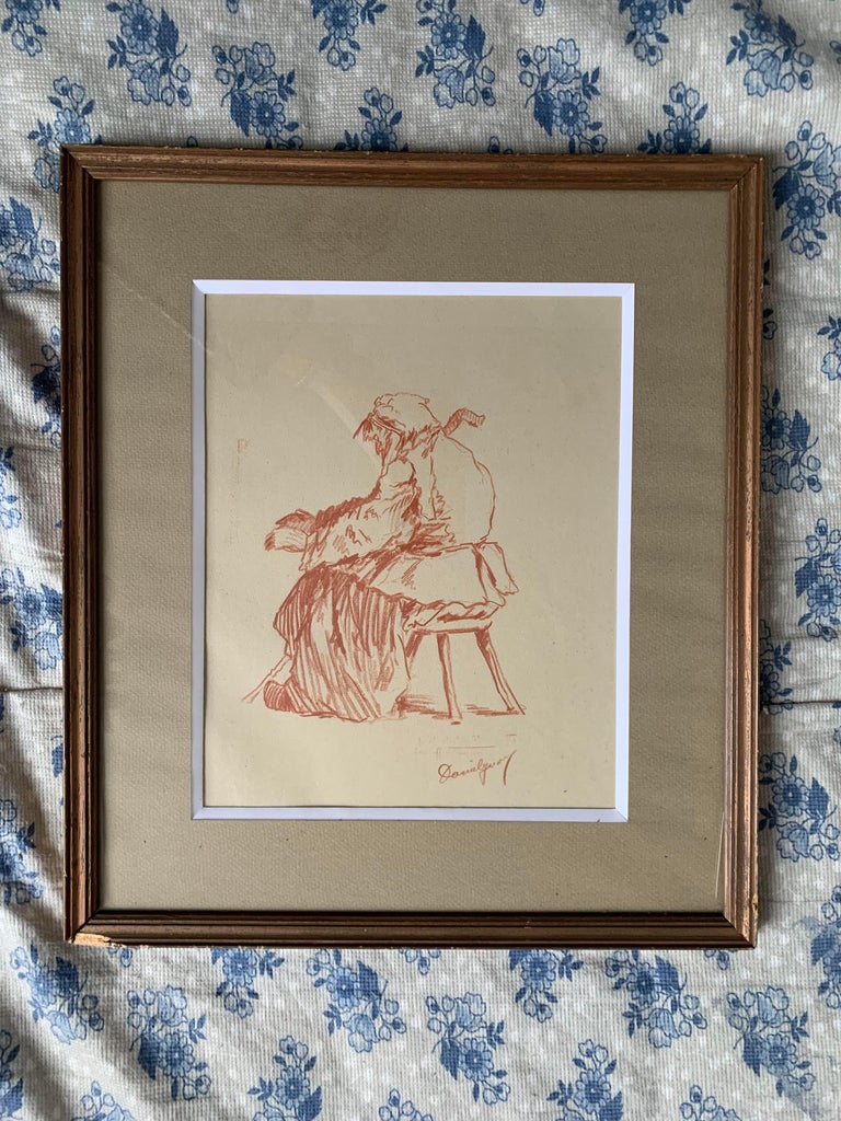 Set of 3 Sanguine Drawings 20th Century For Sale at 1stDibs