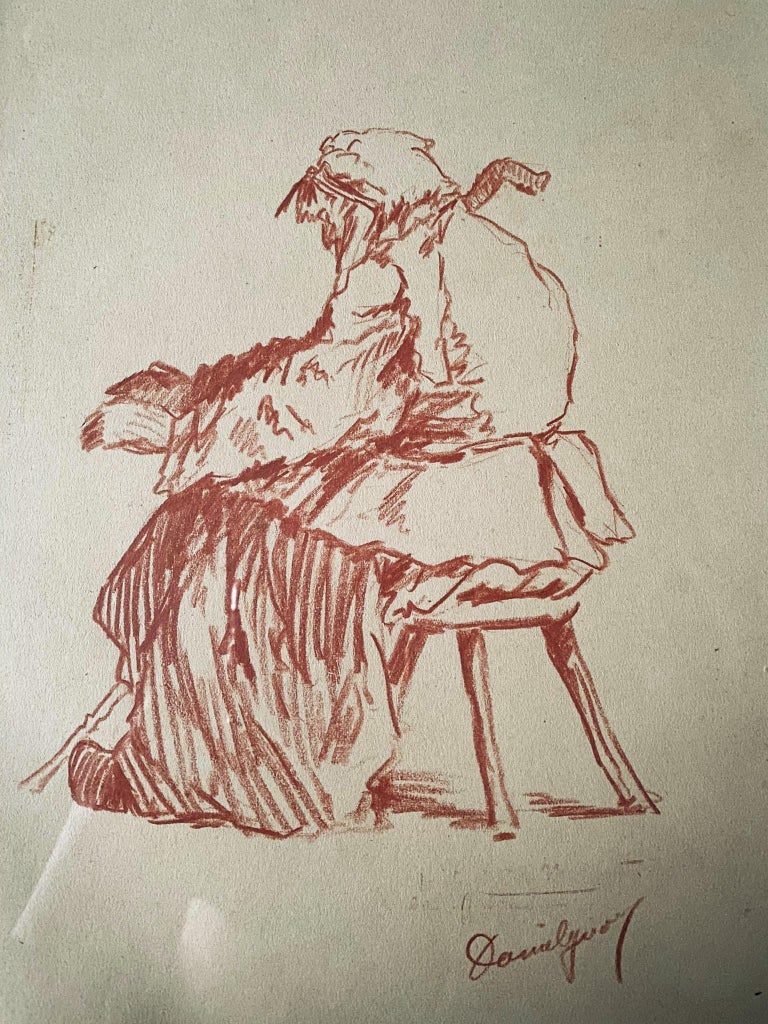 Set of 3 Sanguine Drawings 20th Century For Sale at 1stDibs