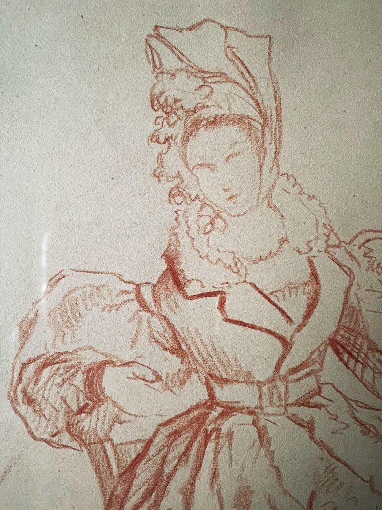 Set of 3 Sanguine Drawings 20th Century For Sale at 1stDibs