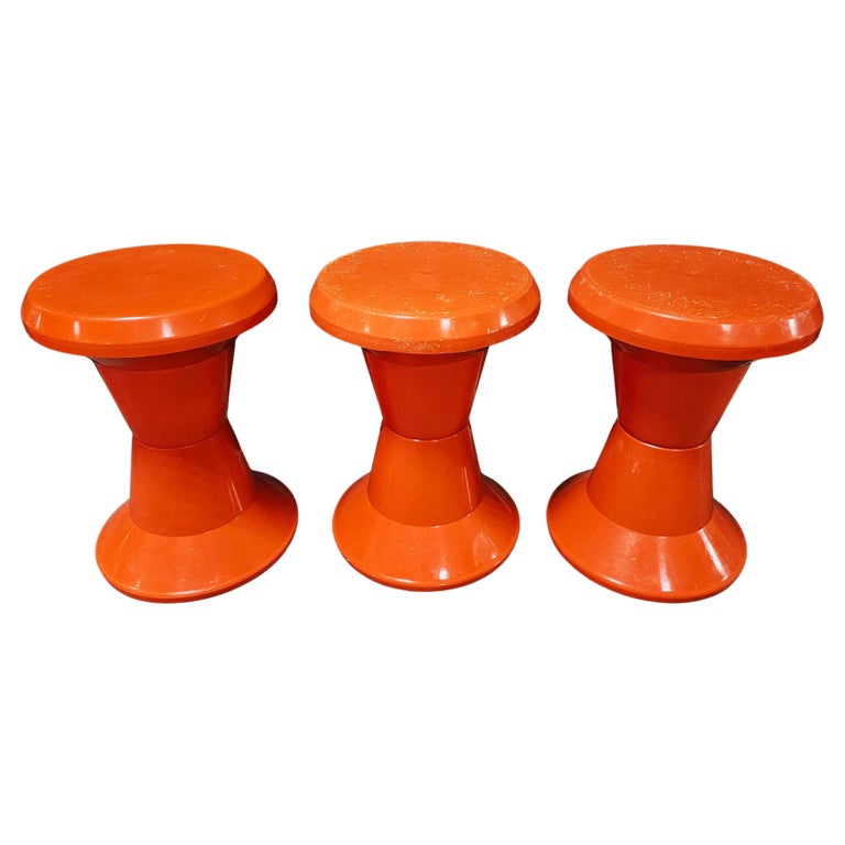 Set of 3 Space Age Orange 'Diablo' Stools by Kovinoplastika, Yugoslavia ...