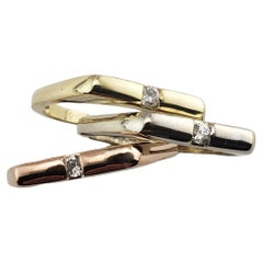 Vintage Set of 2 Stacking Rings Diamond 14 Karat Yellow Gold Bridge ...