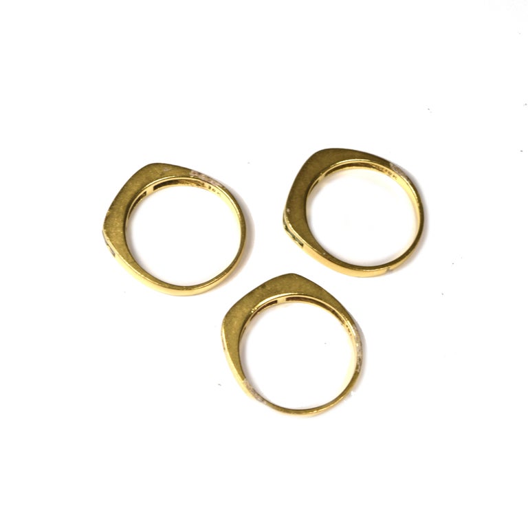 Set of 3 Stackable Yellow Gold with Emerald Ruby and Blue Sapphire ...