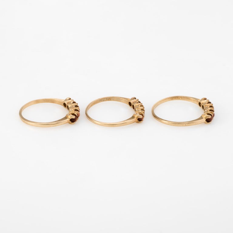 Set of 3 Stacking Rings Vintage Goldstone 10 Karat Gold Estate Fine ...