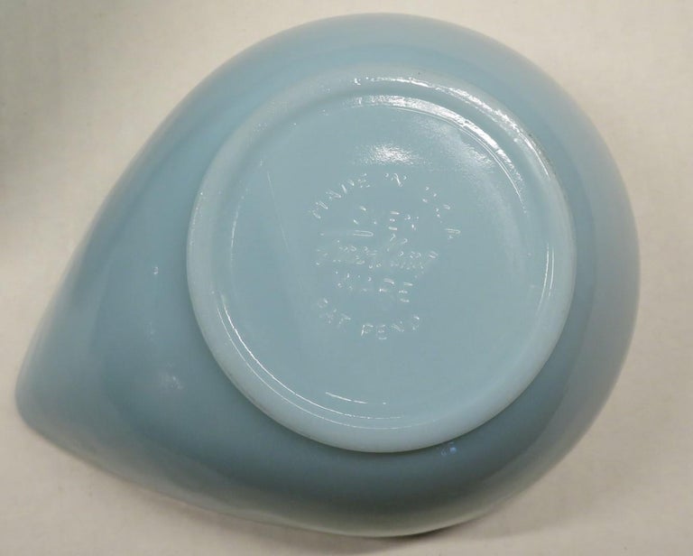 Set of 3 Swedish Modern Fire King Delphite Blue Teardrop Mixing Bowls ...