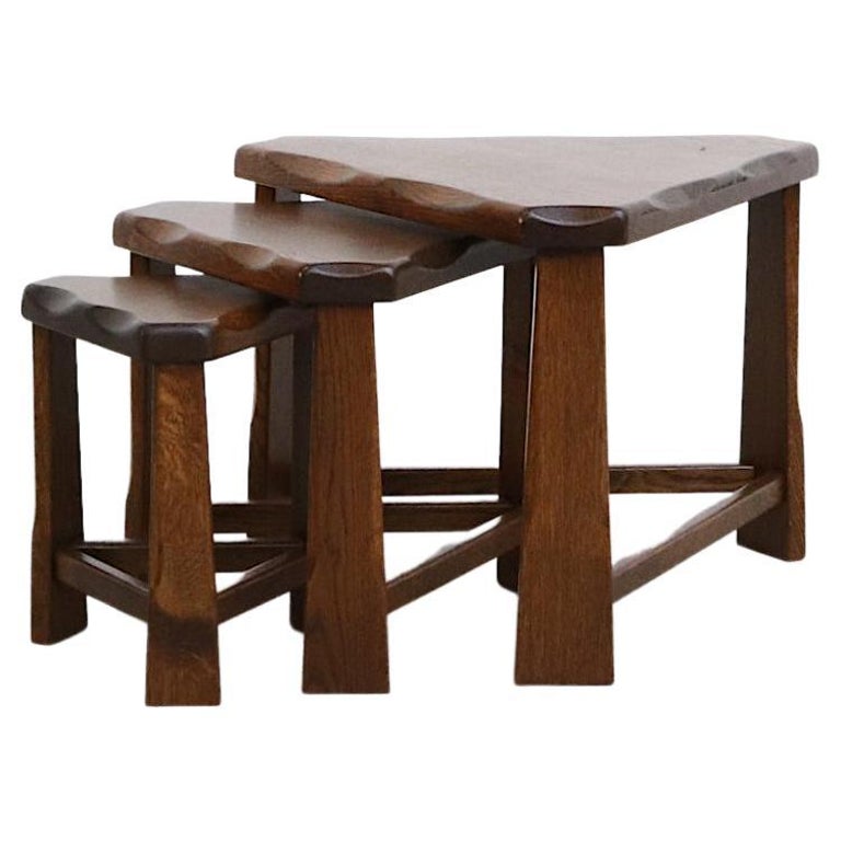 Set of 3 Triangle Brutalist Nesting Tables For Sale at 1stDibs