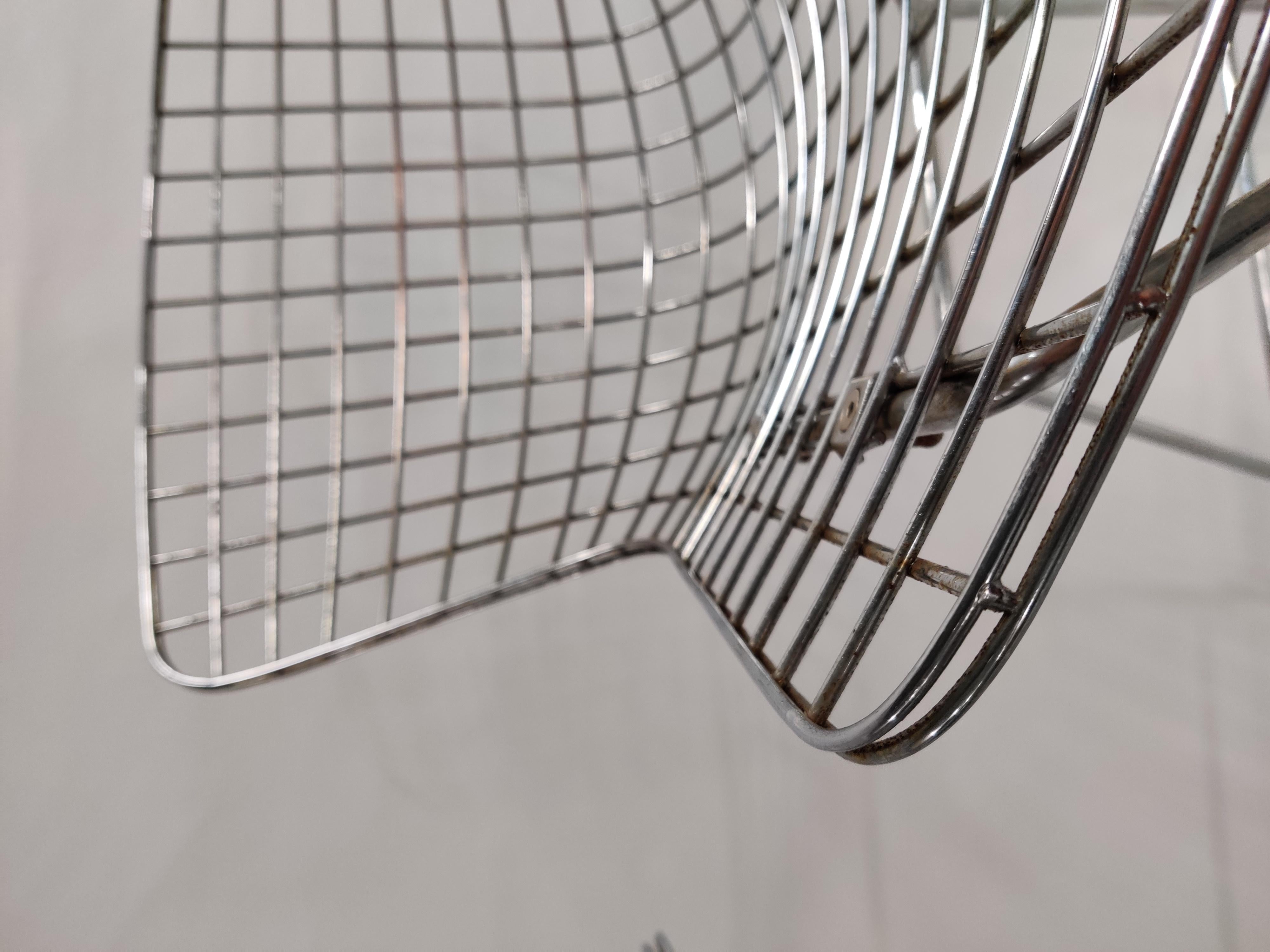 Set of 3 Vintage Chrome Wire Bar Stools, 1980s For Sale at 1stDibs