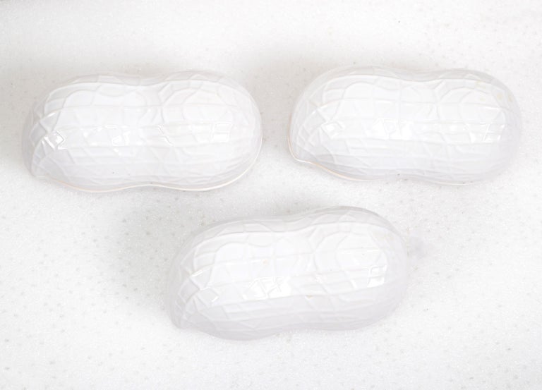 Set of 3 White Ceramic Peanut Trinket Boxes, Keepsake or Jewelry Boxes ...