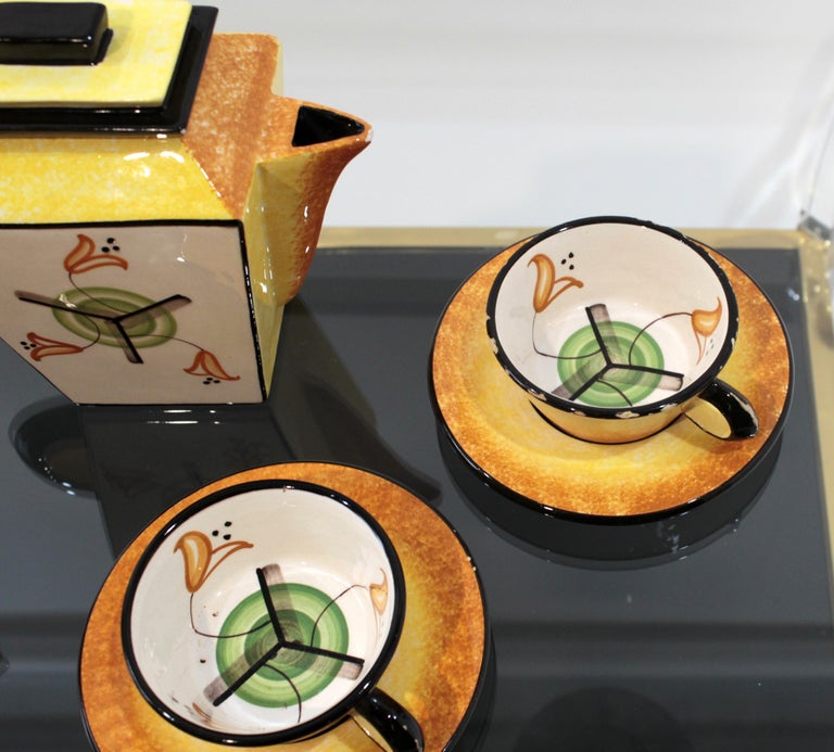Set of 1930s Futurist Style Hand Painted Ceramic BMC Tea Service at 1stDibs