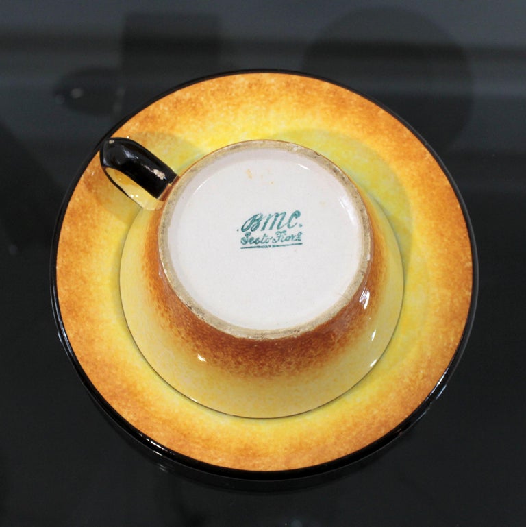 Set of 1930s Futurist Style Hand Painted Ceramic BMC Tea Service at 1stDibs