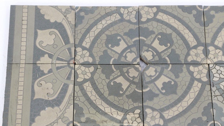 Set of 36 Villeroy and Boch Encaustic Tiles, 1900s W/ Earth Tone Colors ...