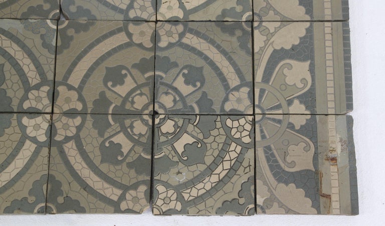 Set of 36 Villeroy and Boch Encaustic Tiles, 1900s W/ Earth Tone Colors ...