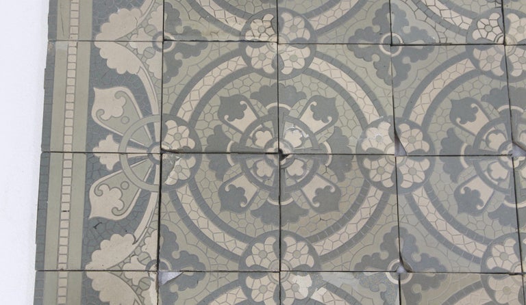 Set of 36 Villeroy and Boch Encaustic Tiles, 1900s W/ Earth Tone Colors ...