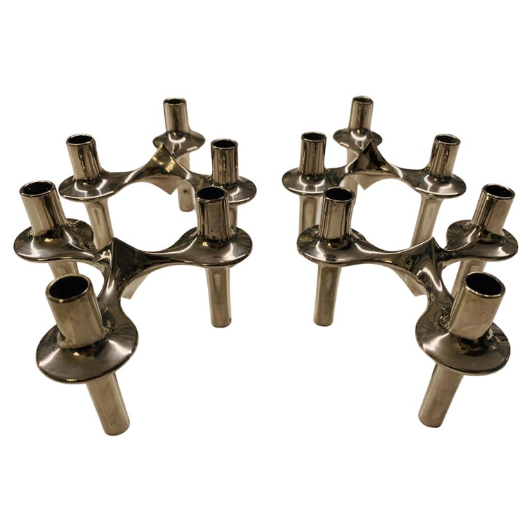 Set of 4 1960s German BMF Nagel Chrome Modular Candle Holders by Stoffi ...