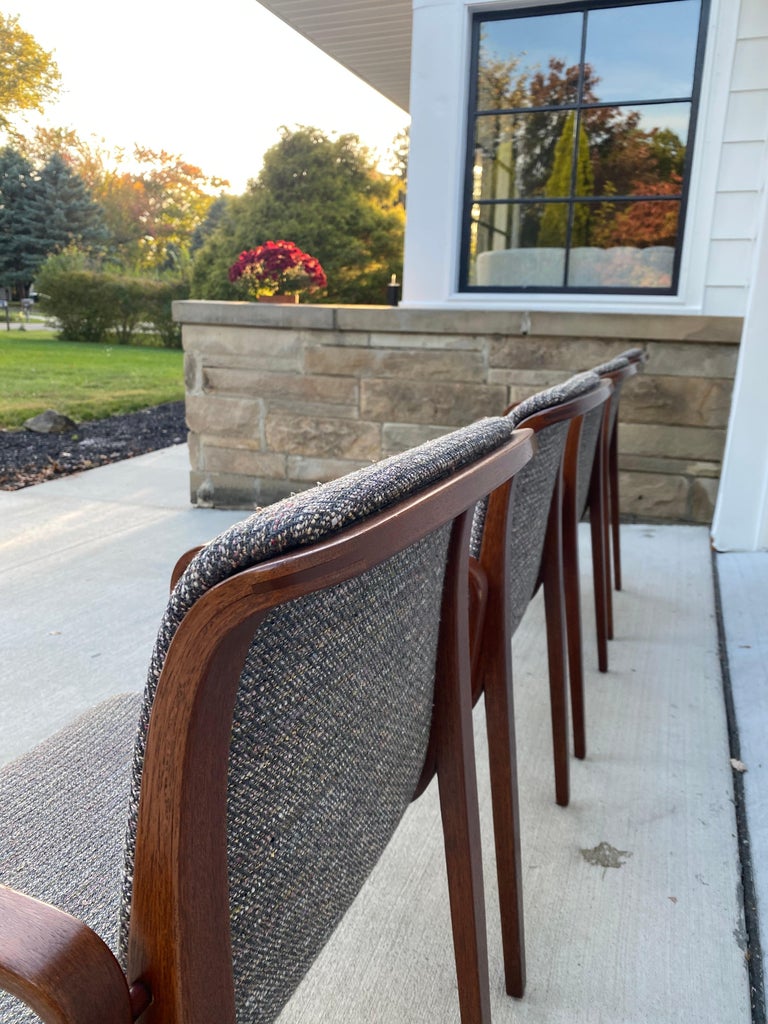 Set of 4 1970s Walnut Knoll Bill Stephens Arm Chairs For Sale at 1stDibs