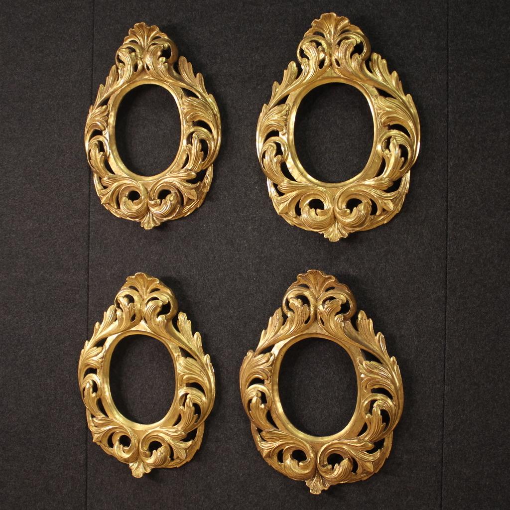Set of 4 19th Century, Golden and Carved Wood Italian Frames, 1870 at ...