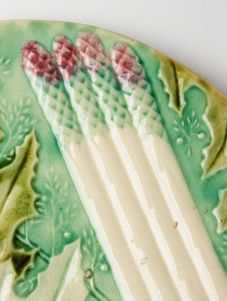 Set of 4 19th Century Majolica Ceramic Asparagus Plates For Sale at 1stDibs