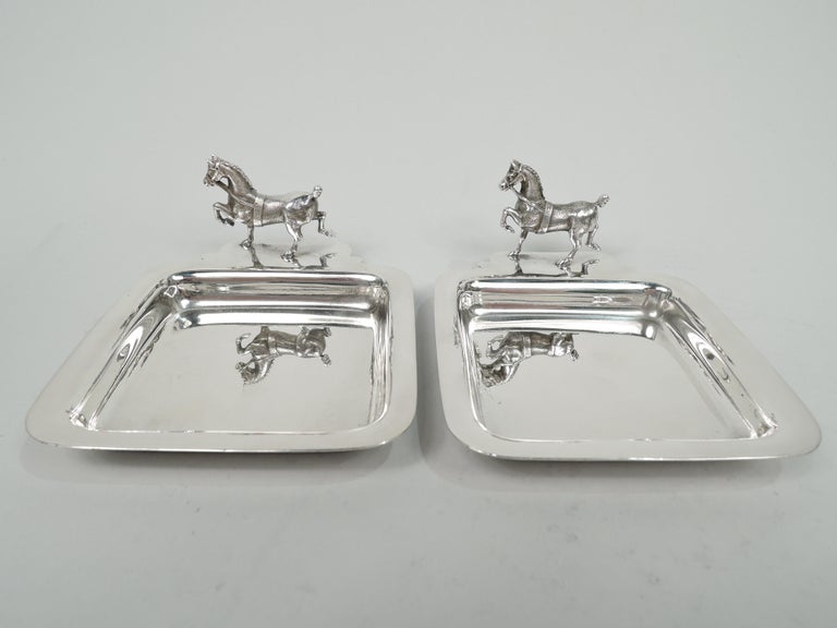Set of 4 American Modern Sterling Silver Prancing Horse Ashtrays For ...