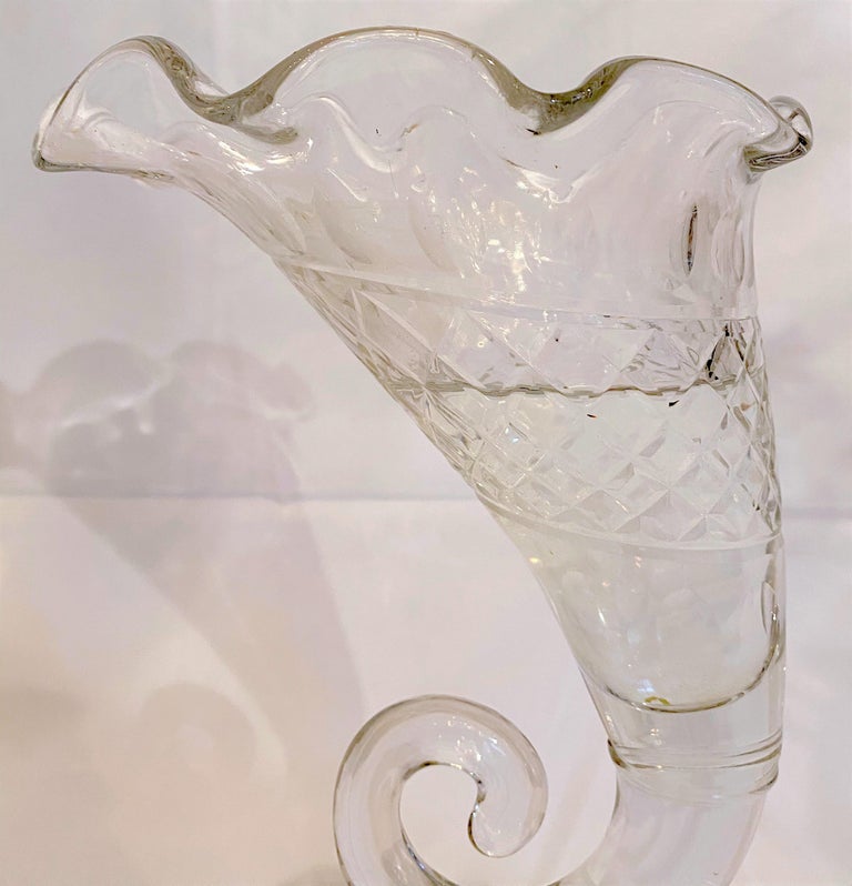 Set of 4 Antique Crystal Cornucopia Vases with Sterling Silver Bases ...