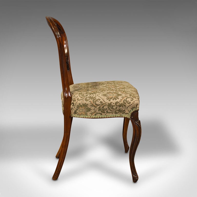 Set of 4 Antique Dining Chairs, English, Walnut, Balloon Back ...