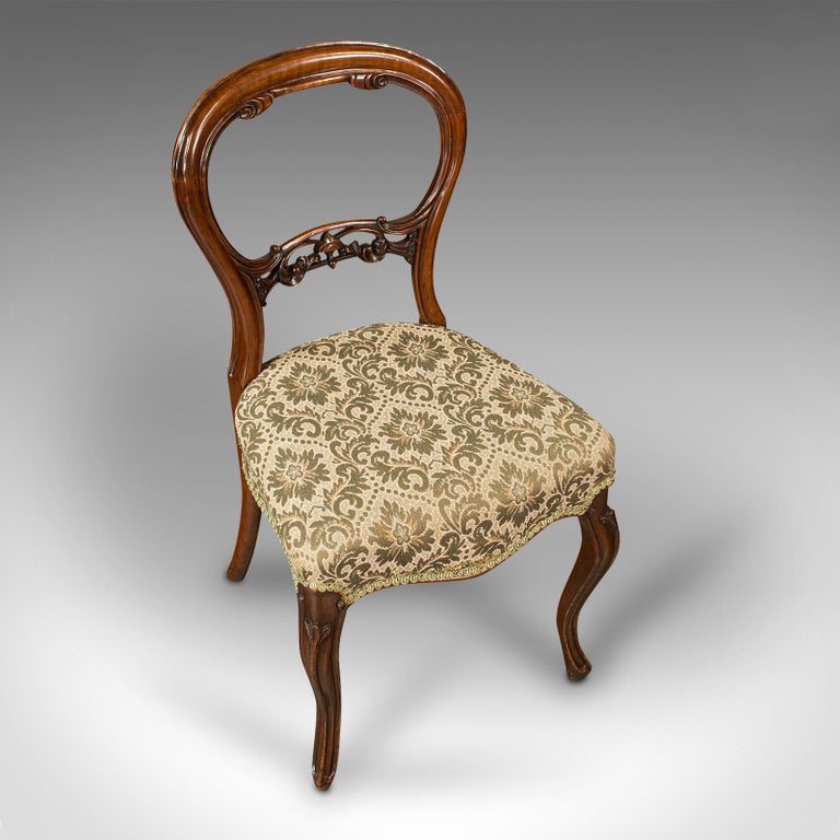 Set of 4 Antique Dining Chairs, English, Walnut, Balloon Back ...