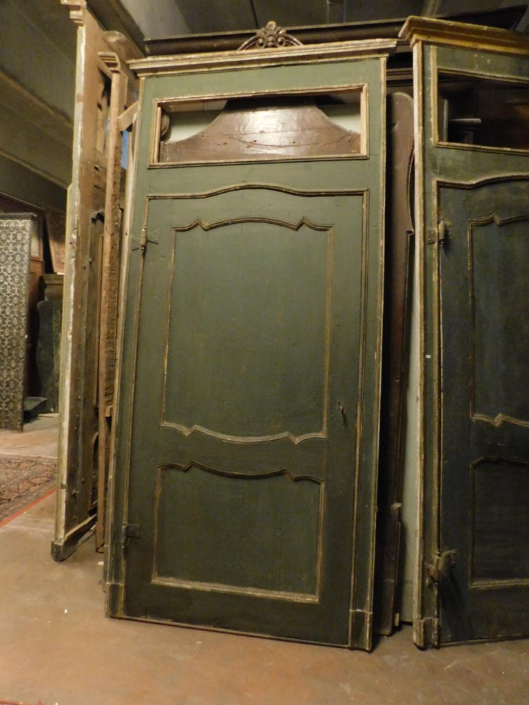 Set of 4 Antique Doors with Frame, Green and Yellow Lacquered, 1700 ...