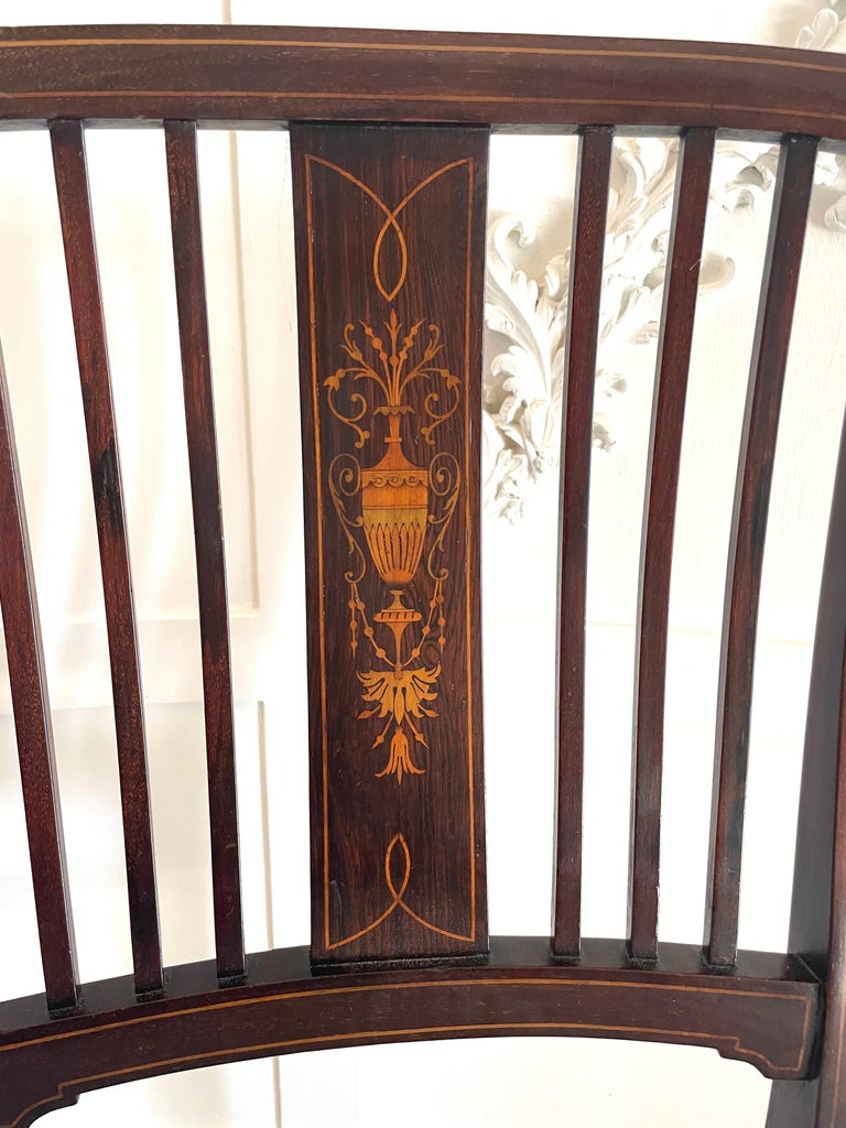 Set of 4 Antique Edwardian Quality Mahogany Inlaid Dining Chairs For ...