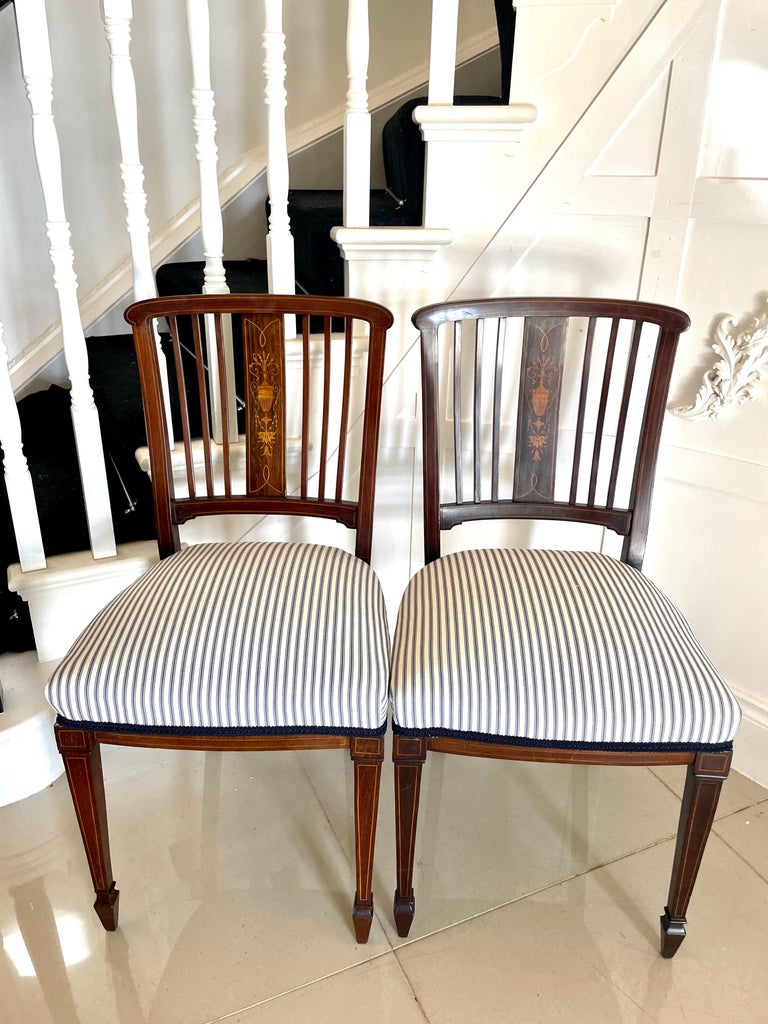 Set of 4 Antique Edwardian Quality Mahogany Inlaid Dining Chairs For ...