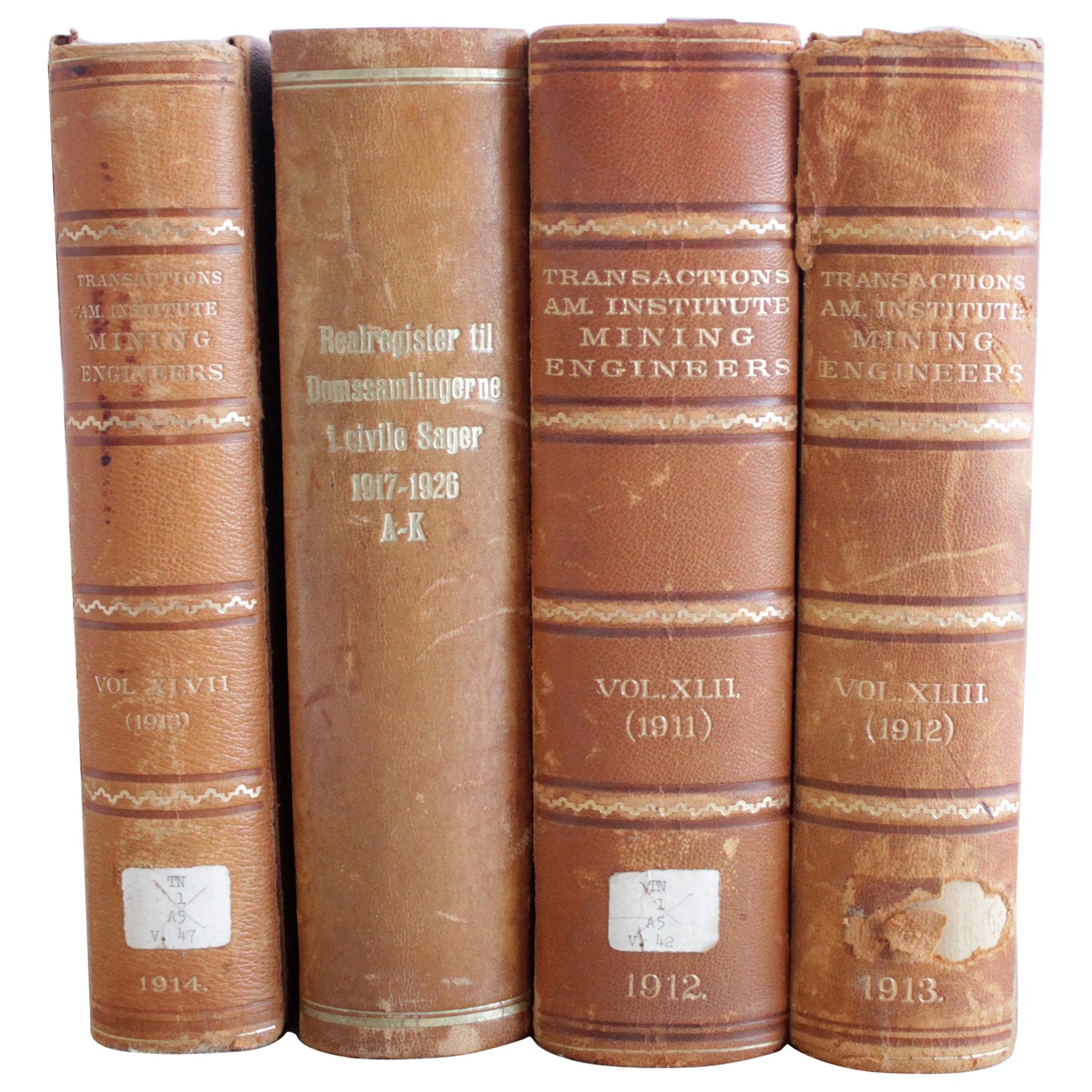Set of 4 Antique Leather Bound Engineering Books, circa 1912 at 1stDibs