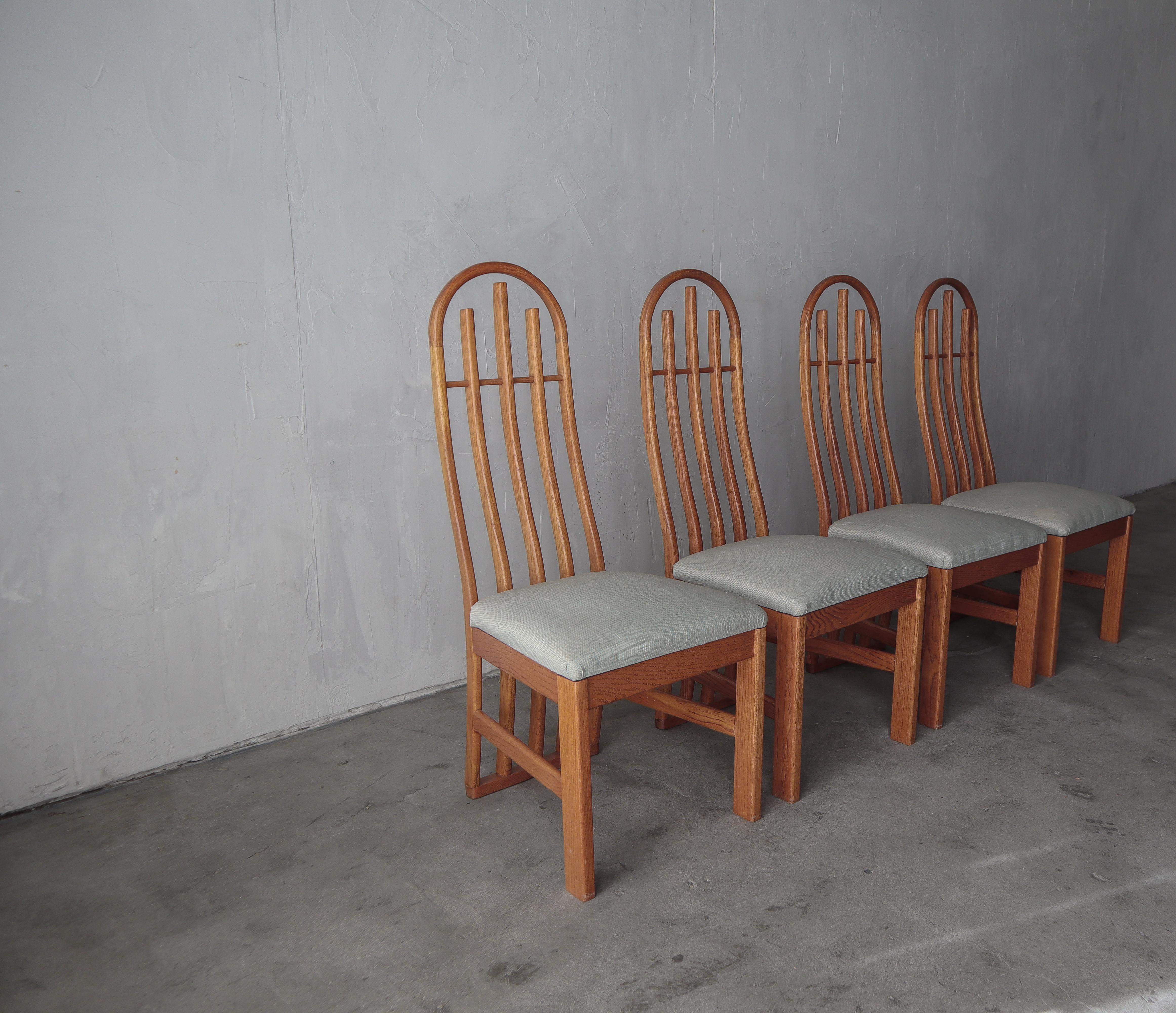 Set of 4 Architectural Oak Dining Chairs For Sale at 1stDibs