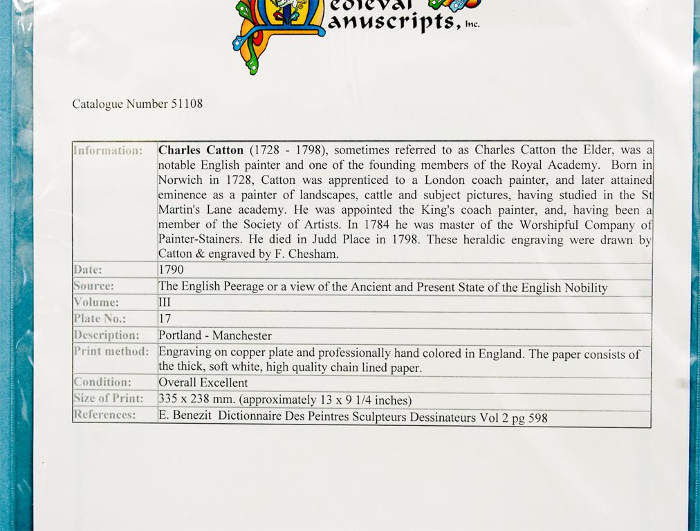 Set of 4 Armorial Engravings by Charles Catton (1728-1798), England For ...