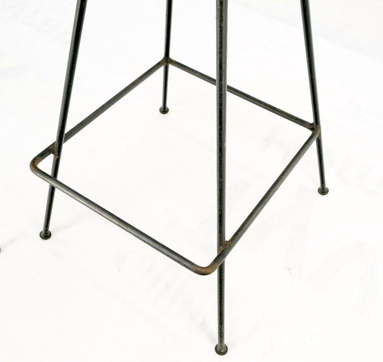 Set of 4 Arthur Umanoff Rush Seat Wire Bases Bar Stools circa 1970s ...