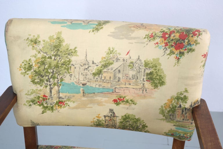 Set of 4 Italian Authentic Armchairs, Chintz Cover and Landscape ...