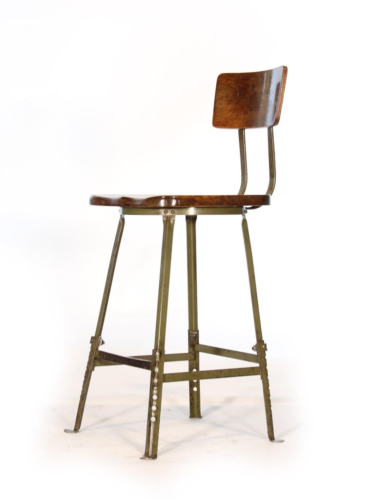 Set of 4 Authentic Vintage Industrial Shop Stools at 1stDibs