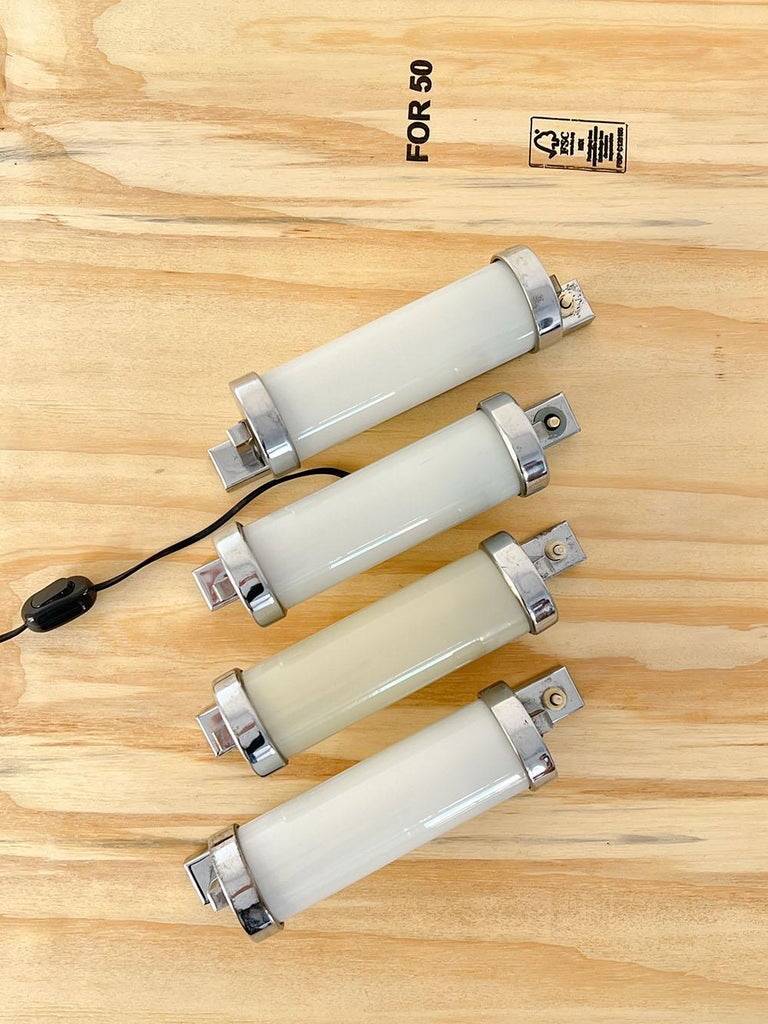 Set of 4 Bauhaus Chrome-Plated Steel Tubular Wall Lamps by Napako ...