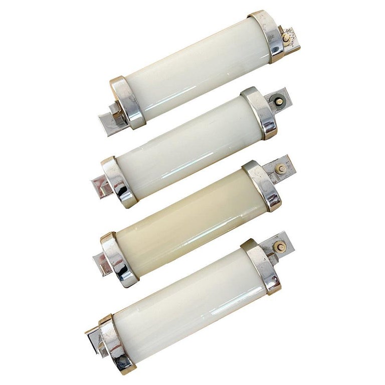 Set of 4 Bauhaus Chrome-Plated Steel Tubular Wall Lamps by Napako ...