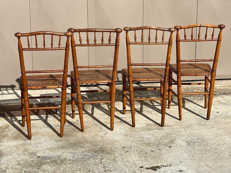 Set of 4, Beech and Cane Chairs, 19th Century For Sale at 1stDibs