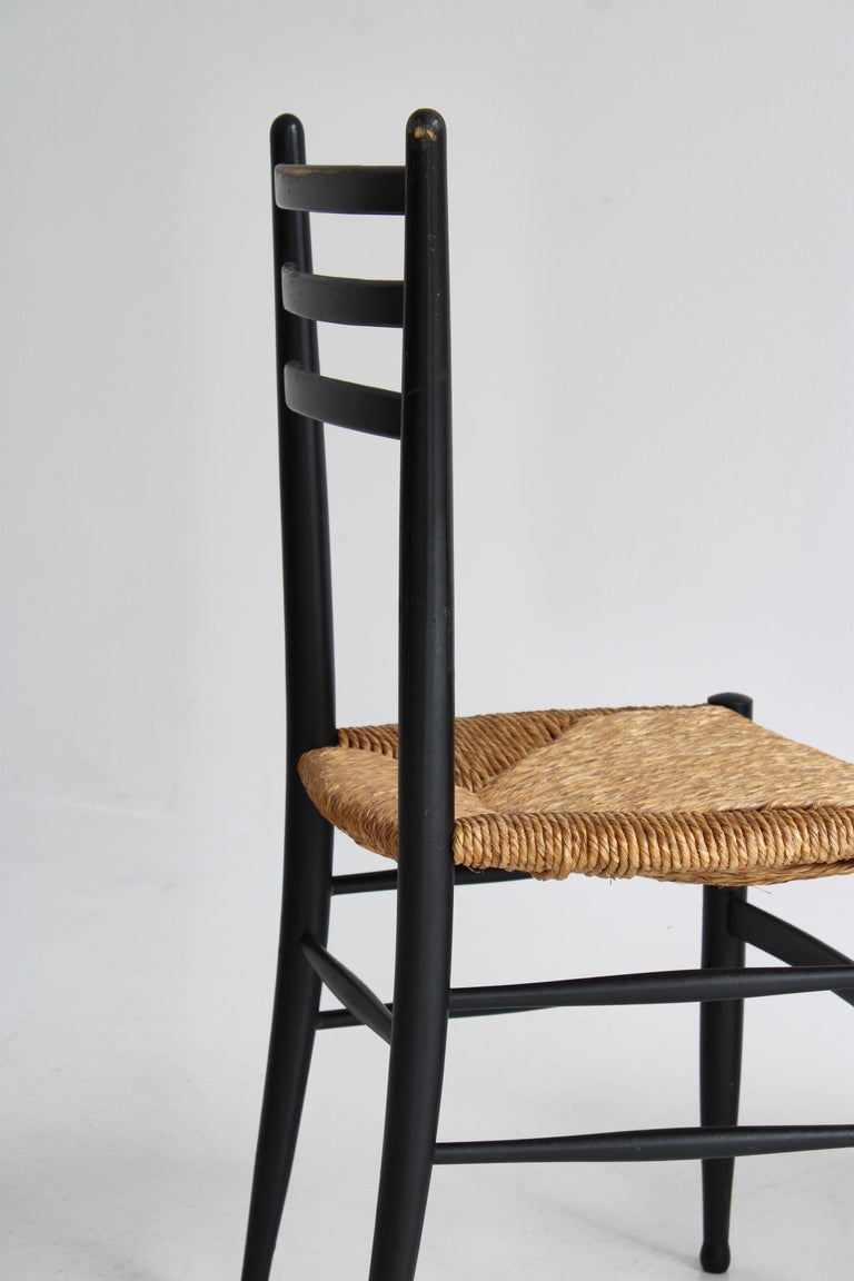 Set of 4 Black Dining Chairs Woven Seagrass Chairs by Gessef, Italy ...