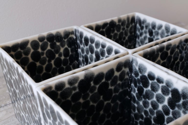 Set of 4 Black Dots Porcelain Cubes by Lana Kova For Sale at 1stDibs