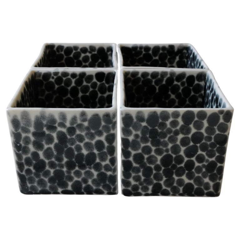 Set of 4 Black Dots Porcelain Cubes by Lana Kova For Sale at 1stDibs