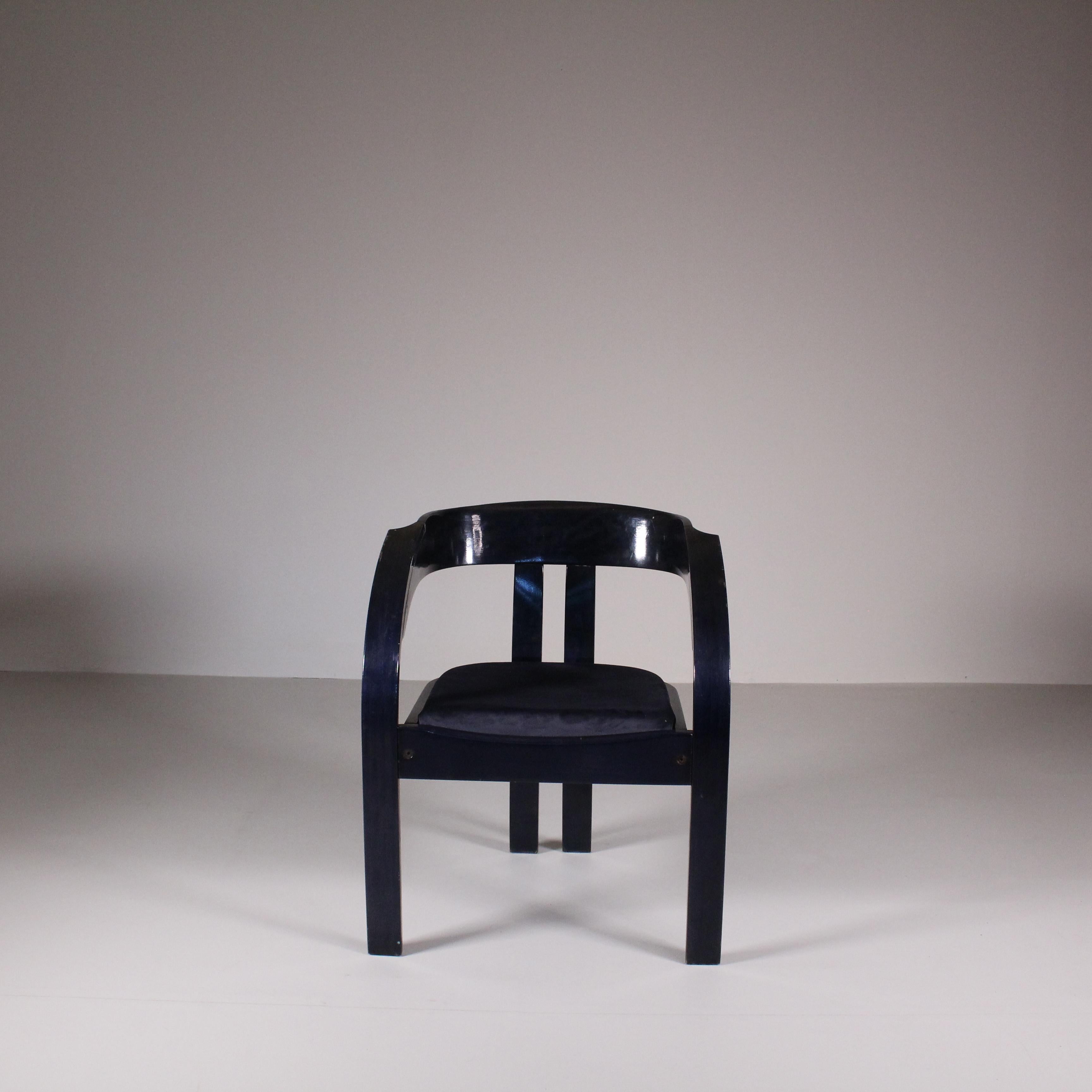 Set of 4 black Elisa chairs, Giovanni Bassi, Poltronova For Sale at 1stDibs