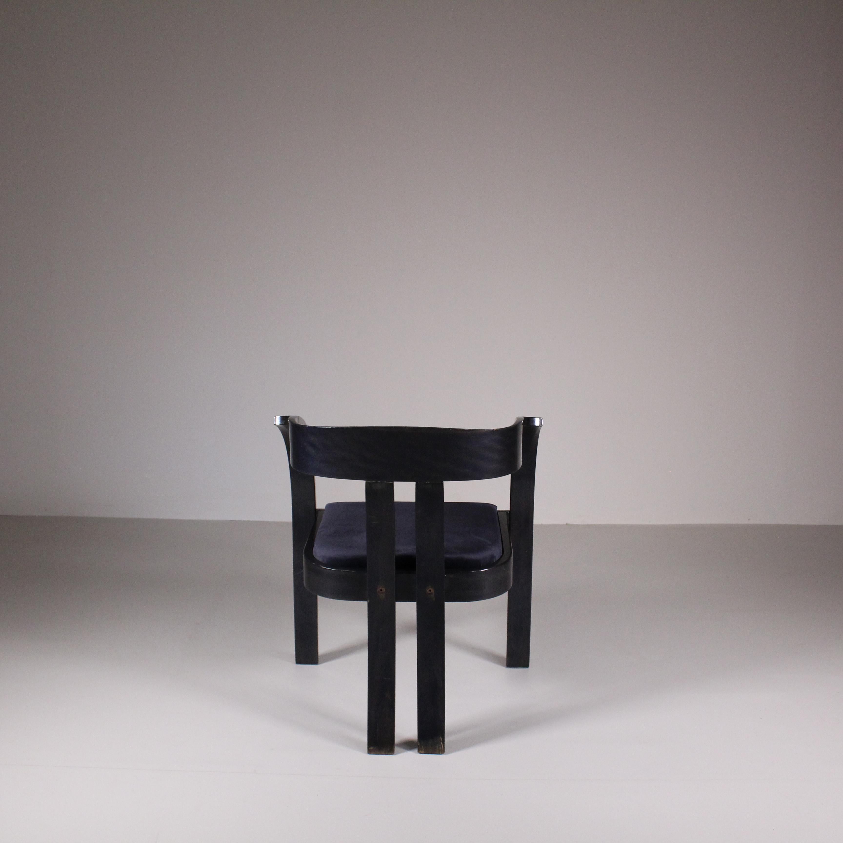 Set of 4 black Elisa chairs, Giovanni Bassi, Poltronova For Sale at 1stDibs