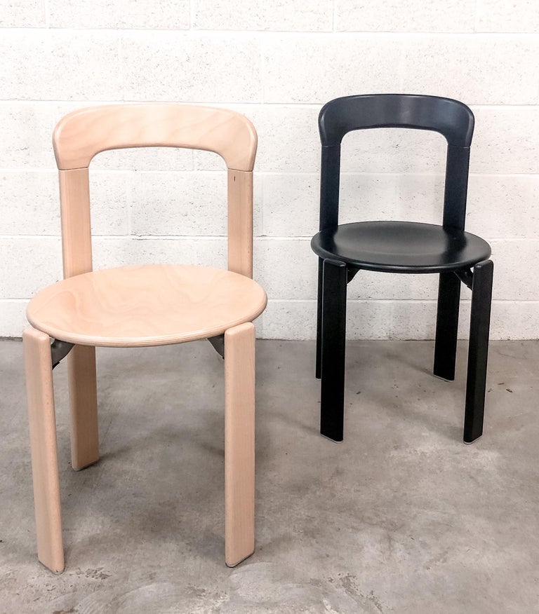 Set of 4 Black Rey Chairs by Dietiker, a Swiss Icon since 1971 For Sale ...