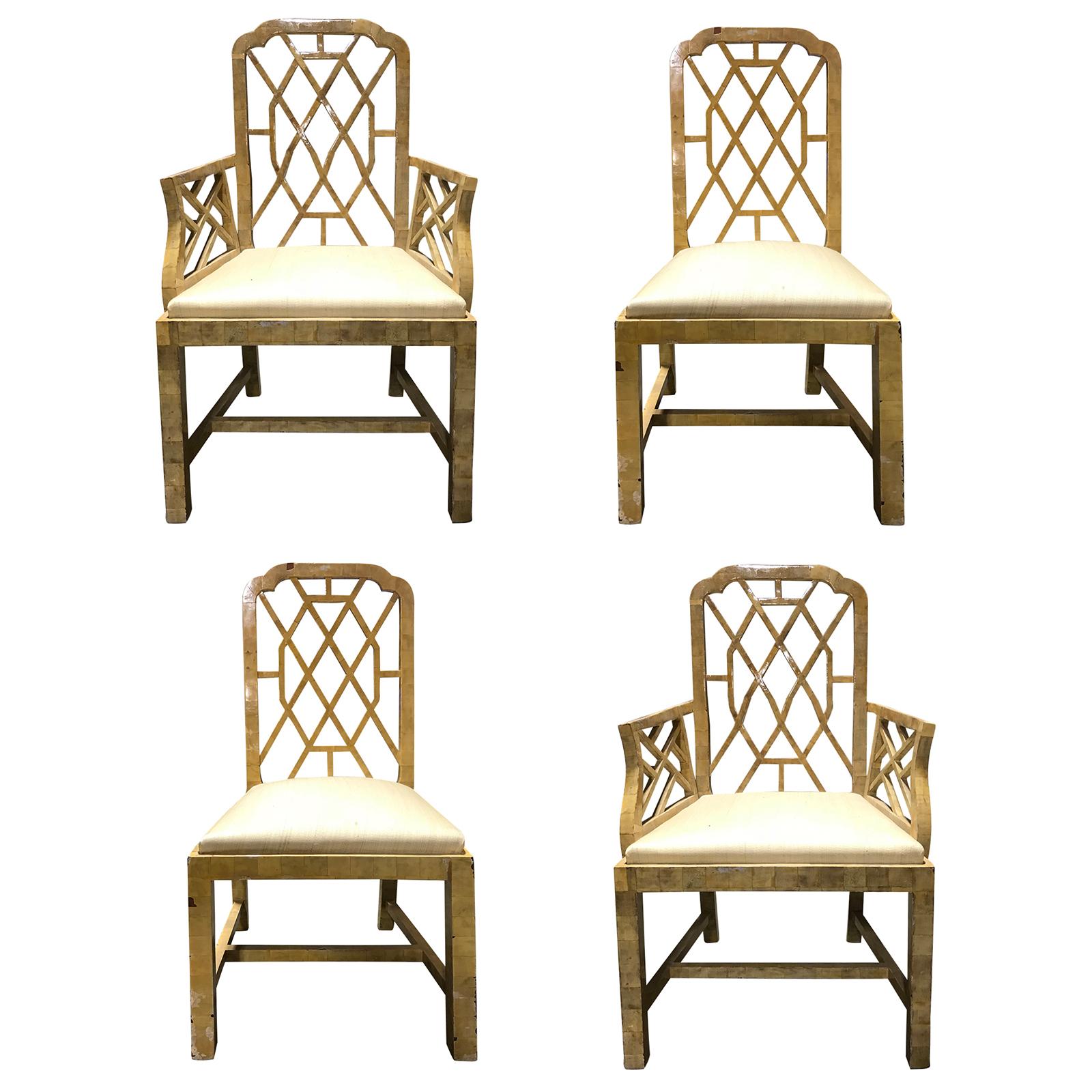 Pair of Bone Inlaid Chairs at 1stDibs
