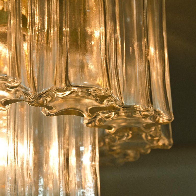 Set of 4 Brass and Glass Lights Fixtures Limburg Glashütte, 1970 For ...