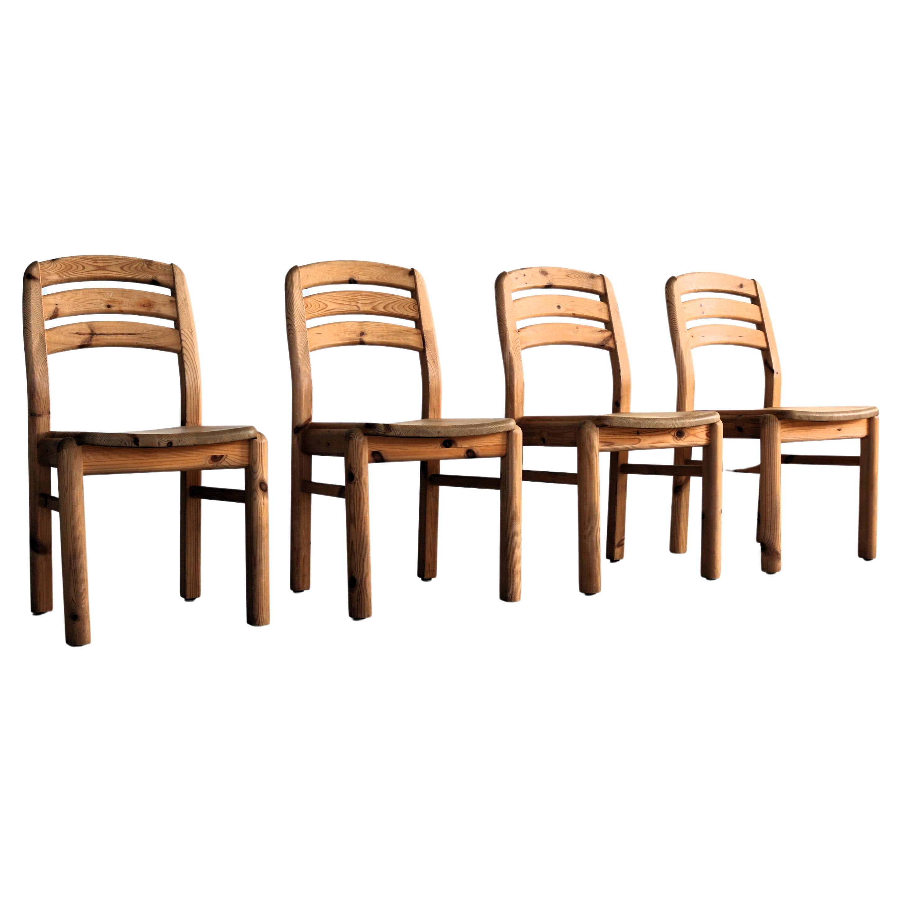 Charming Set of Farmhouse Rustic Honey Colored Pine Dining Chairs at ...