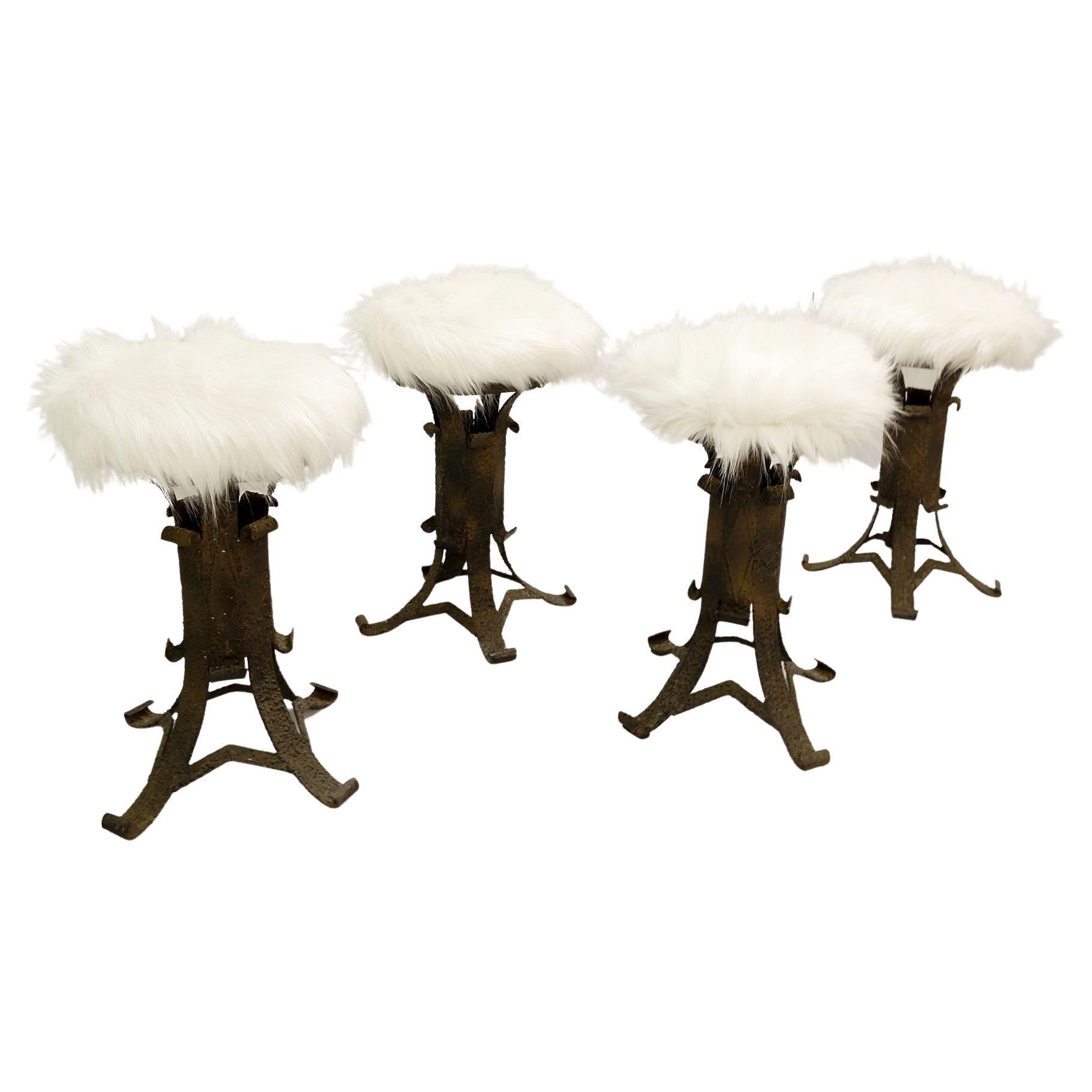 Silver and Black Sheep Stool at 1stDibs
