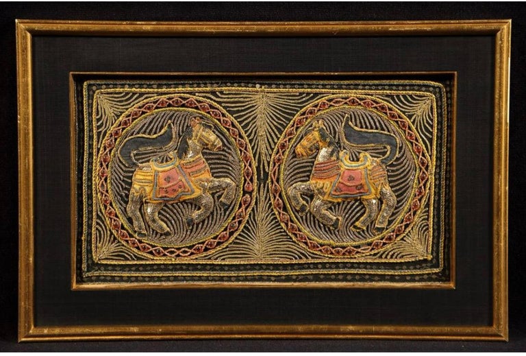 Set of 4 Burmese Kalaga Tapestry in Golden Frames, Burma, 19th Century ...
