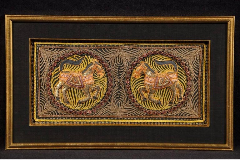 Set of 4 Burmese Kalaga Tapestry in Golden Frames, Burma, 19th Century ...