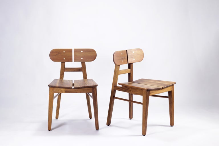 Set of 4 Handcrafted Butterfly dining chairs in Solid Oak, Stained ...